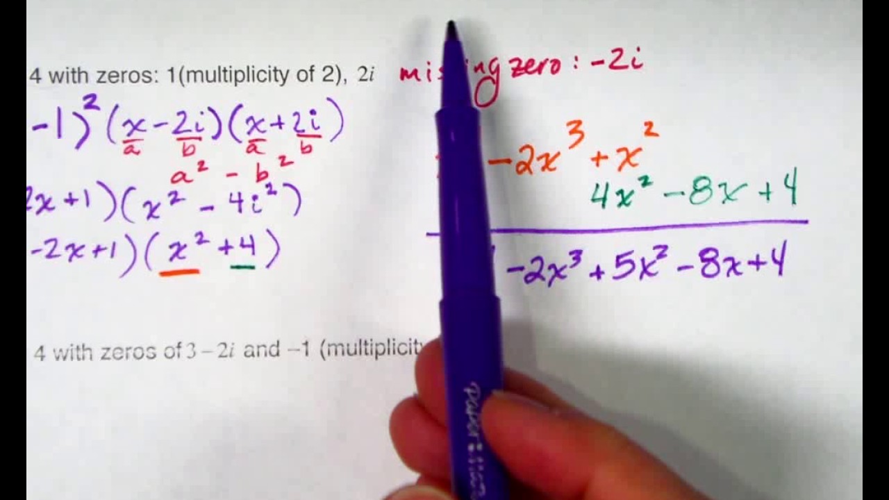 5.6 Example 3: Forming Polynomials with Complex Roots - YouTube