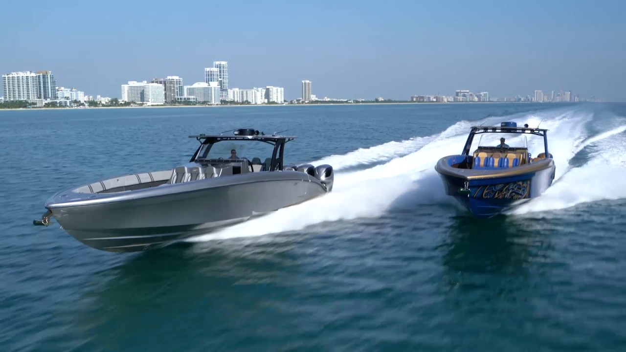 Midnight Express 43' Open Powered By Quad 557 Seven Marine - YouTube