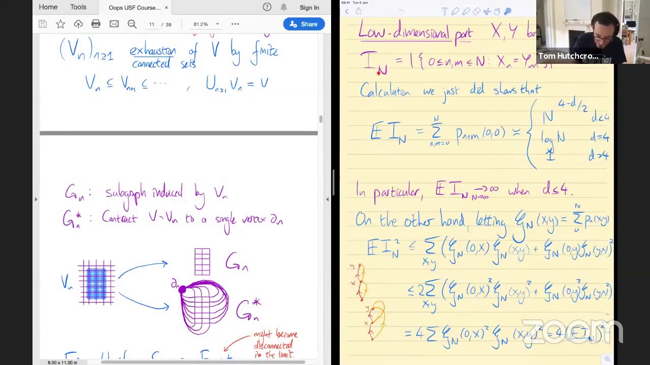 Tom Hutchcroft - Uniform spanning trees in high dimension - Lecture 2 ...