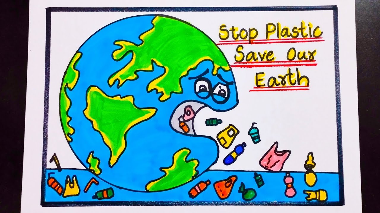 Say No To Plastic Drawing/International Plastic Bag Free Day/Stop ...