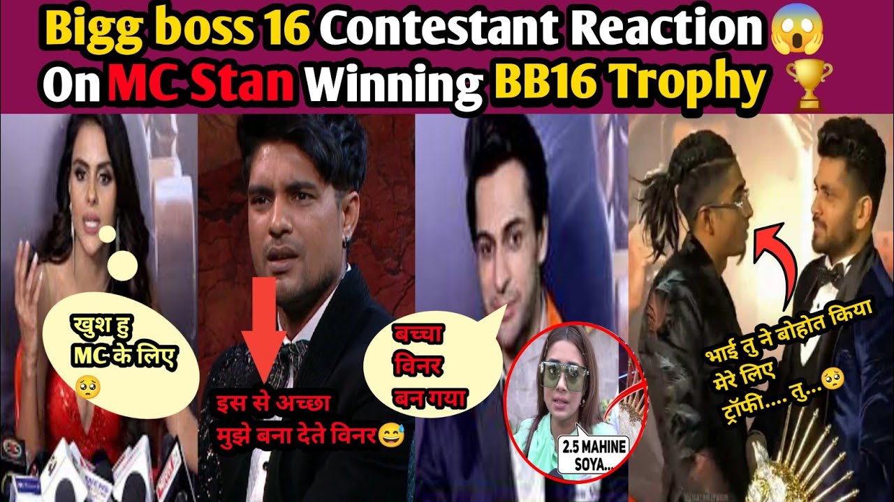 Bigg boss 16 Contestant Reaction😱On MC Stan Winning BB16 Trophy 🏆// # ...