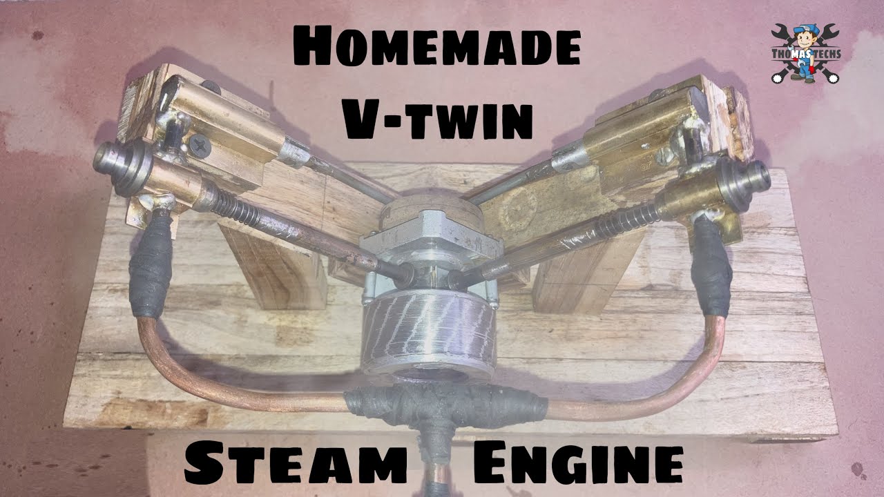 V-twin steam engine ll Homemade steam engine - YouTube