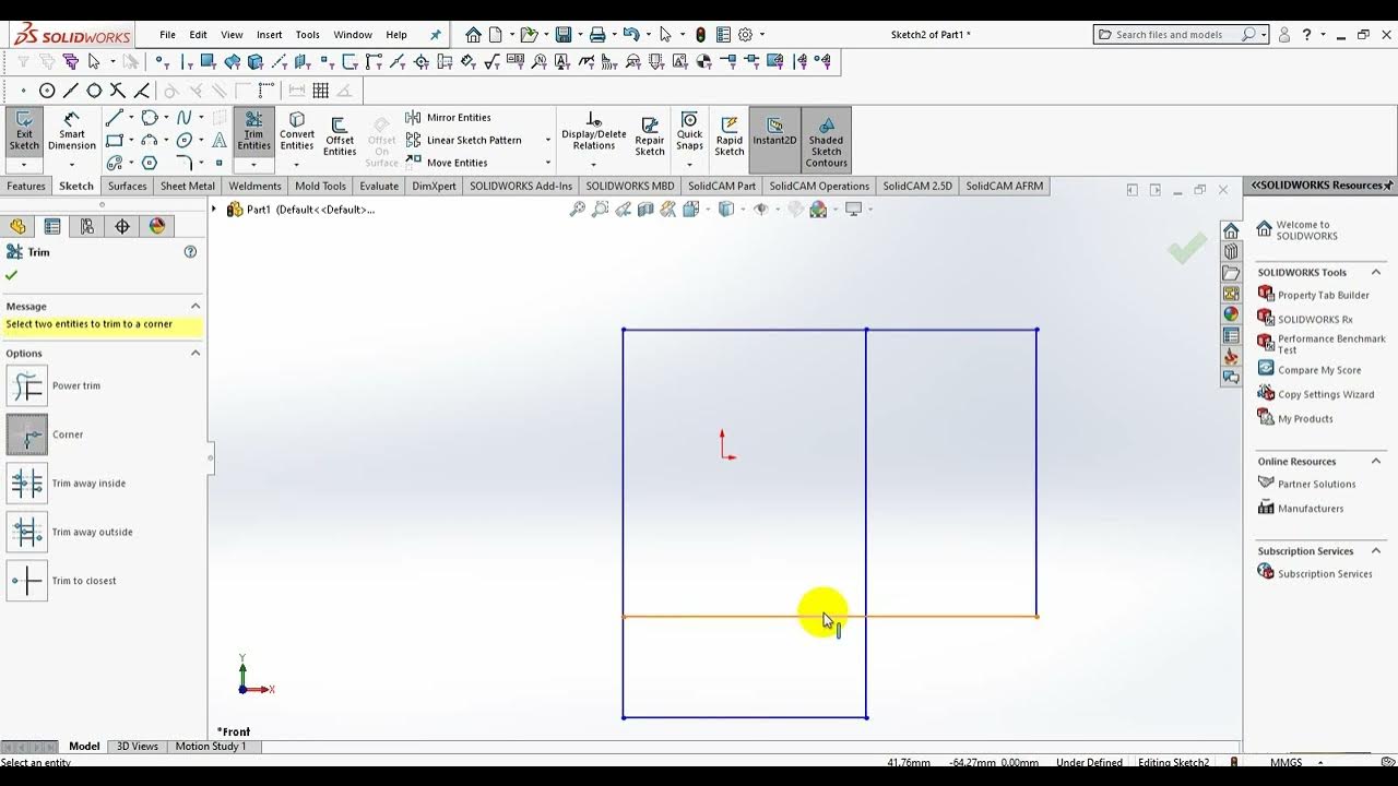 Solidworks - Lệnh hiệu chỉnh Trim/Extend 2d Sketch - YouTube