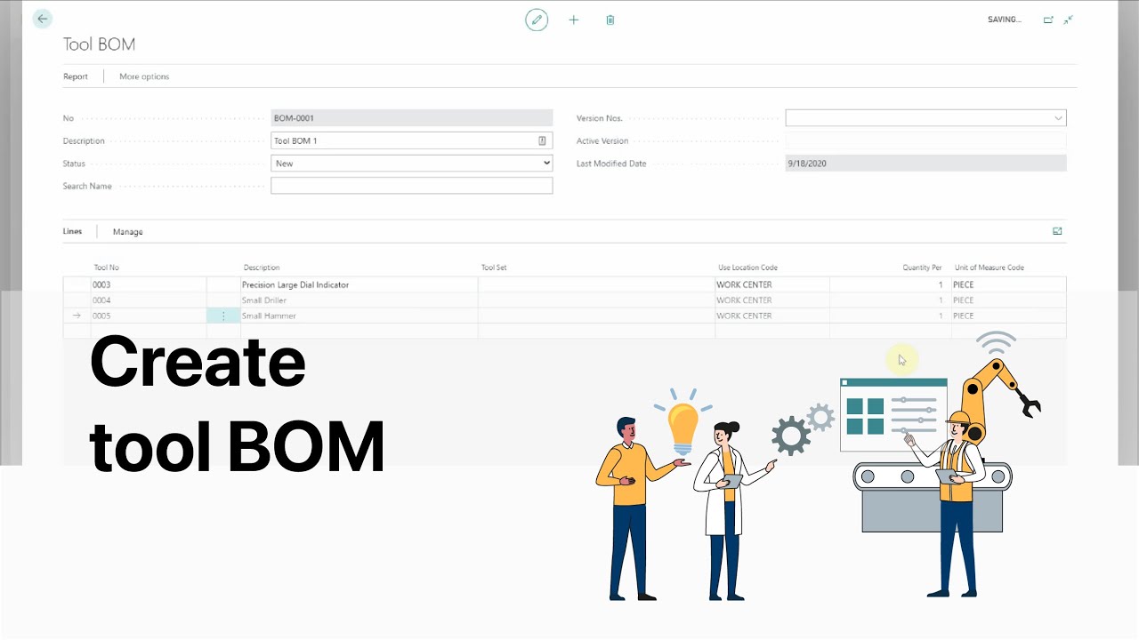 19 | Creating tool BOM in Microsoft Dynamics 365 Business Central using ...