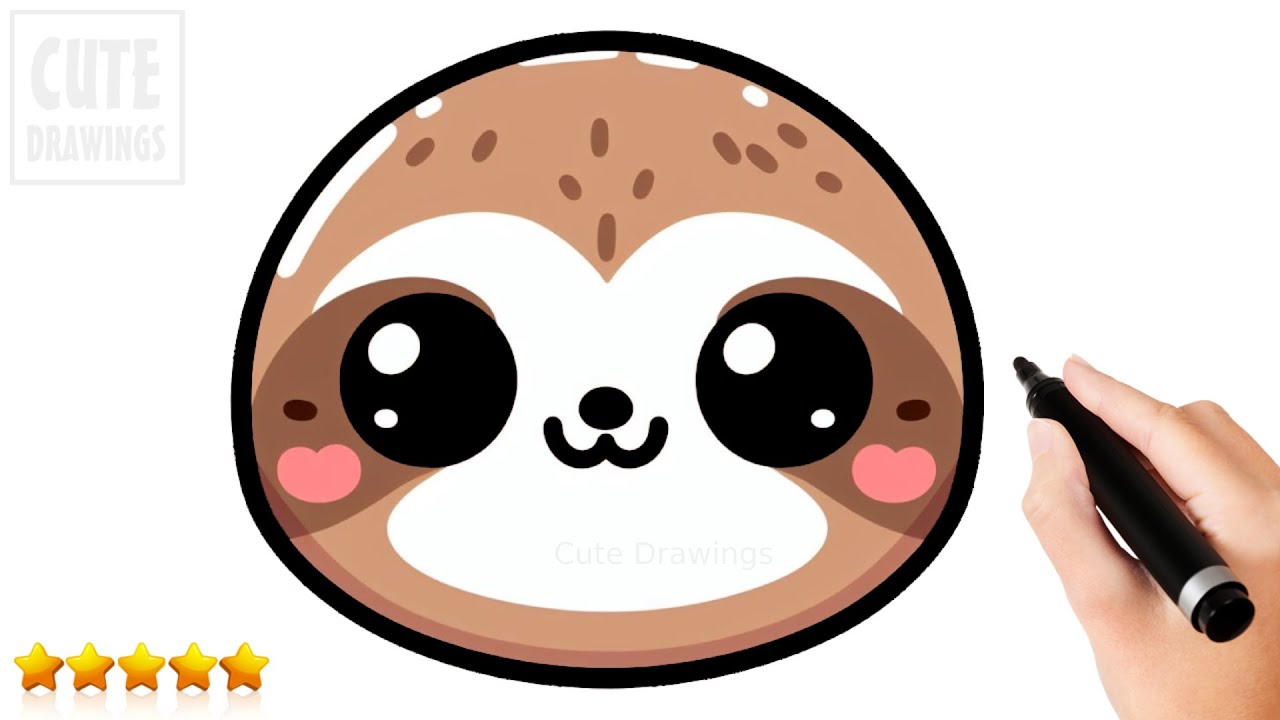 How To Draw A Sloth Face (Easy and Cute) - YouTube