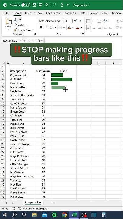 Progress Bars in Excel‼️ #excel #exceltips #exceltutorial - YouTube