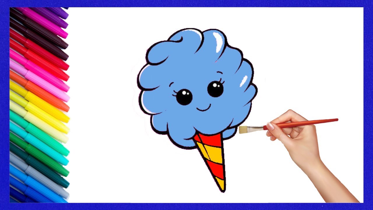How to Draw Cotton Candy Easy | Cartoon Food - YouTube