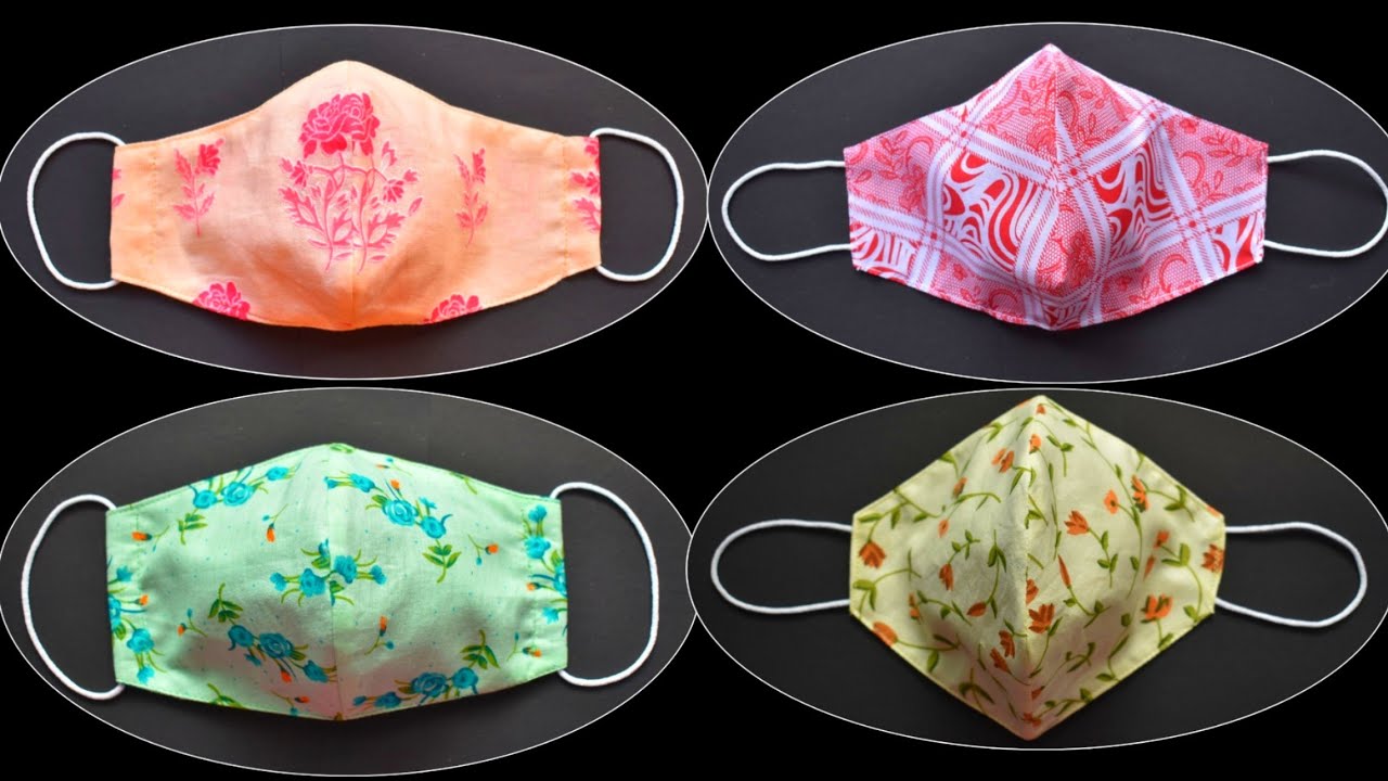 4 Very Easy New Style Pattern Mask In One video - Face Mask Sewing ...