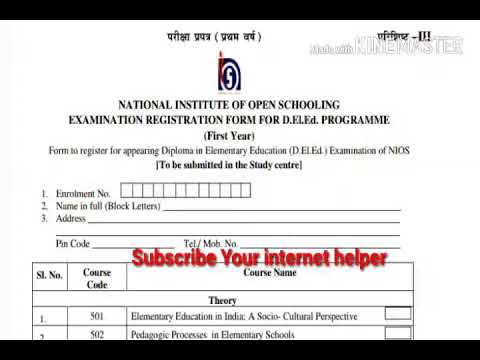 Nios Deled fill up these form for Deled 1st year examination - YouTube