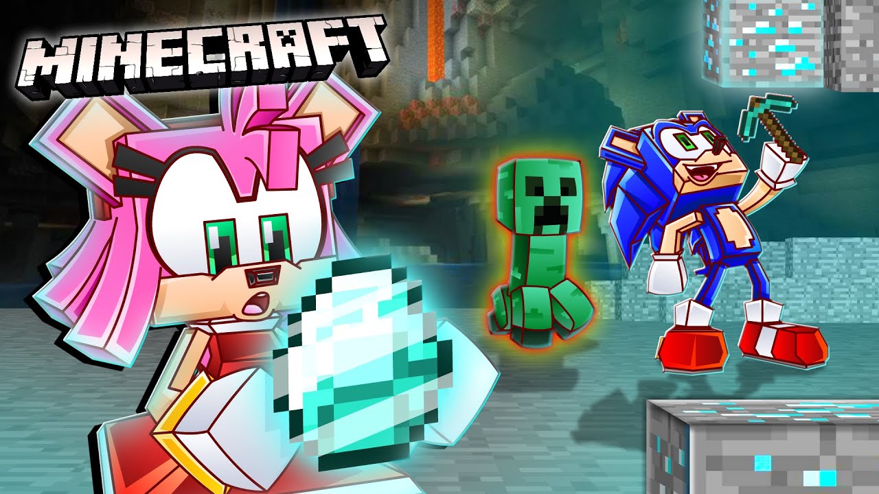 💎 DIAMOND HUNTERS!! - Sonic & Amy Play MINECRAFT LIVE!! (Episode 3 ...