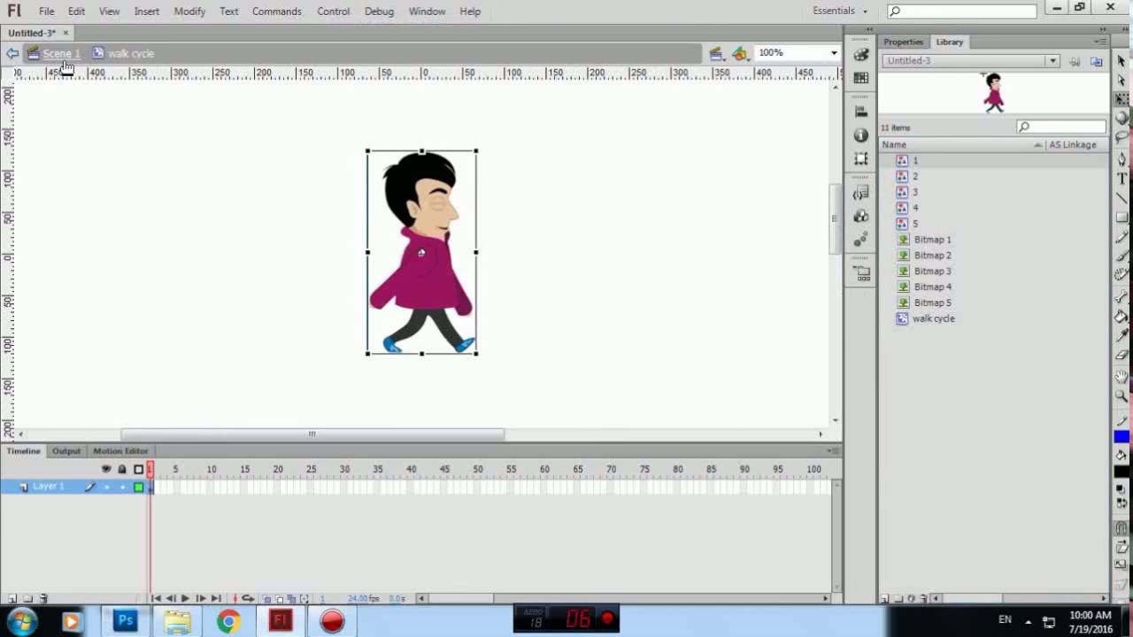 WALK CYCLE ANIMATION USING ADOBE FLASH - YouTube