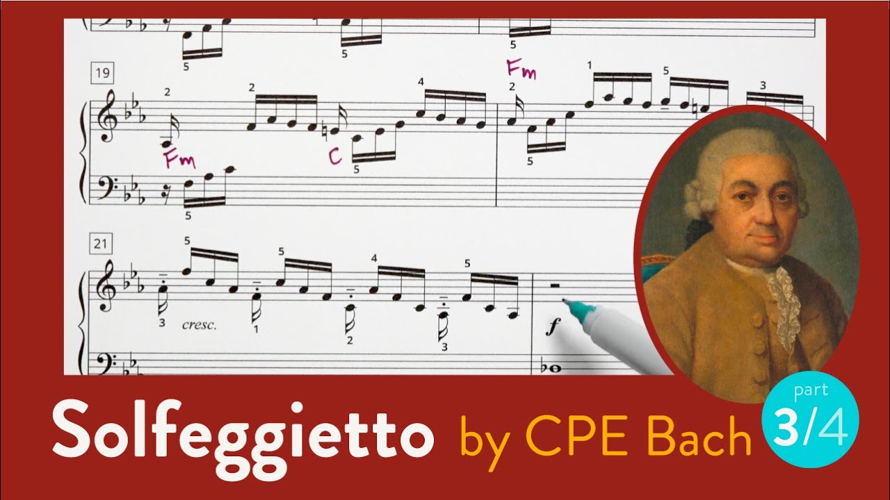 Solfeggietto by CPE Bach: Piano Tutorial w/ Sheet Music, Part 3 of 4 ...