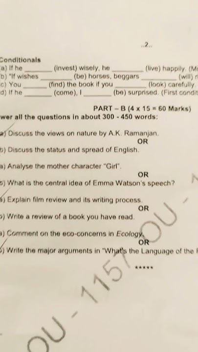 English question paper 2023 semester V Osmania University - YouTube
