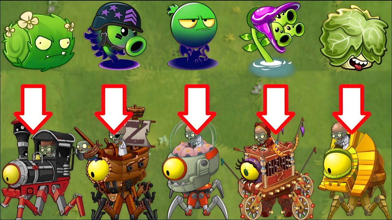 PvZ 2 Final Boss - All GREEN Premium Plants Power-Up vs PvZ 2 All Final ...