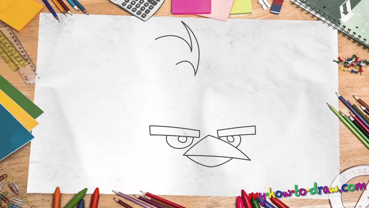 How to draw Angry Birds - Chuck - Easy step-by-step drawing lessons for ...