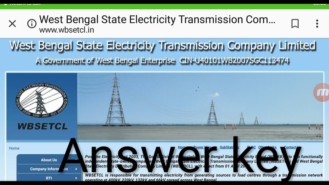 WBSETCL ANSWER KEY 2019 - YouTube
