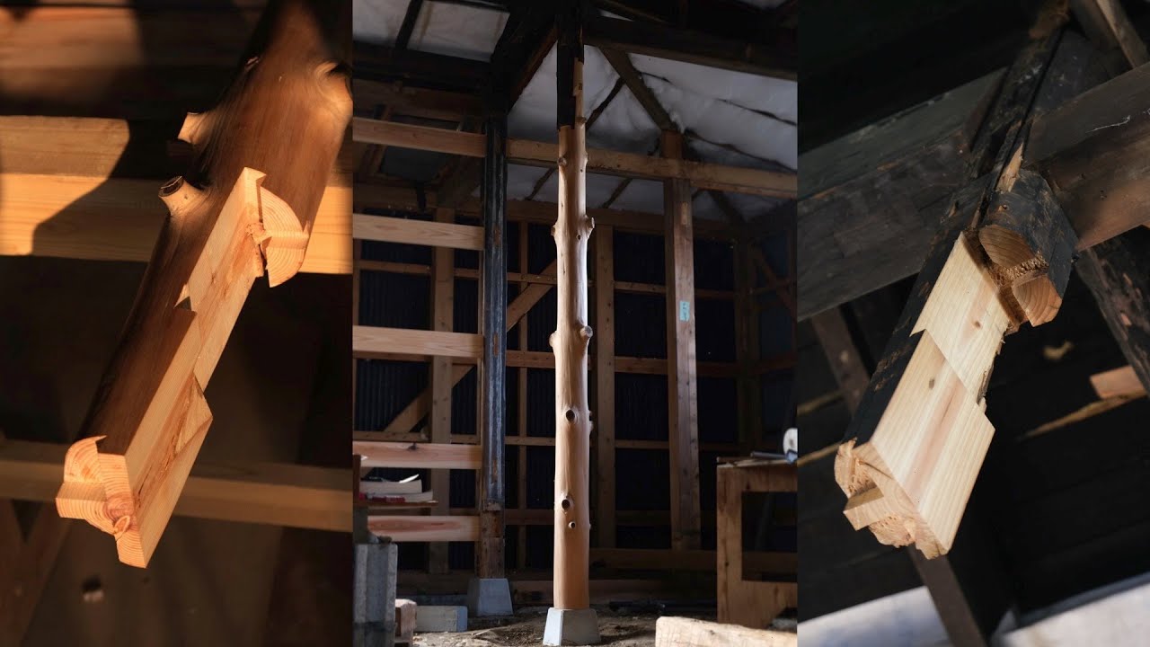 Natural Round Post and Japanese Joinery - YouTube