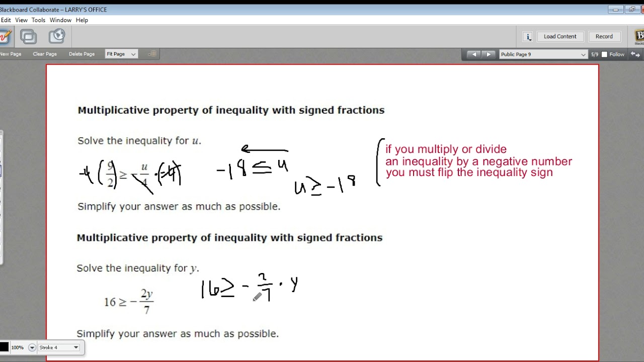 Multiplicative Property Of Inequality With Signed Fractions YouTube Multiplicative Property Of Inequality With Signed Fractions YouTube
