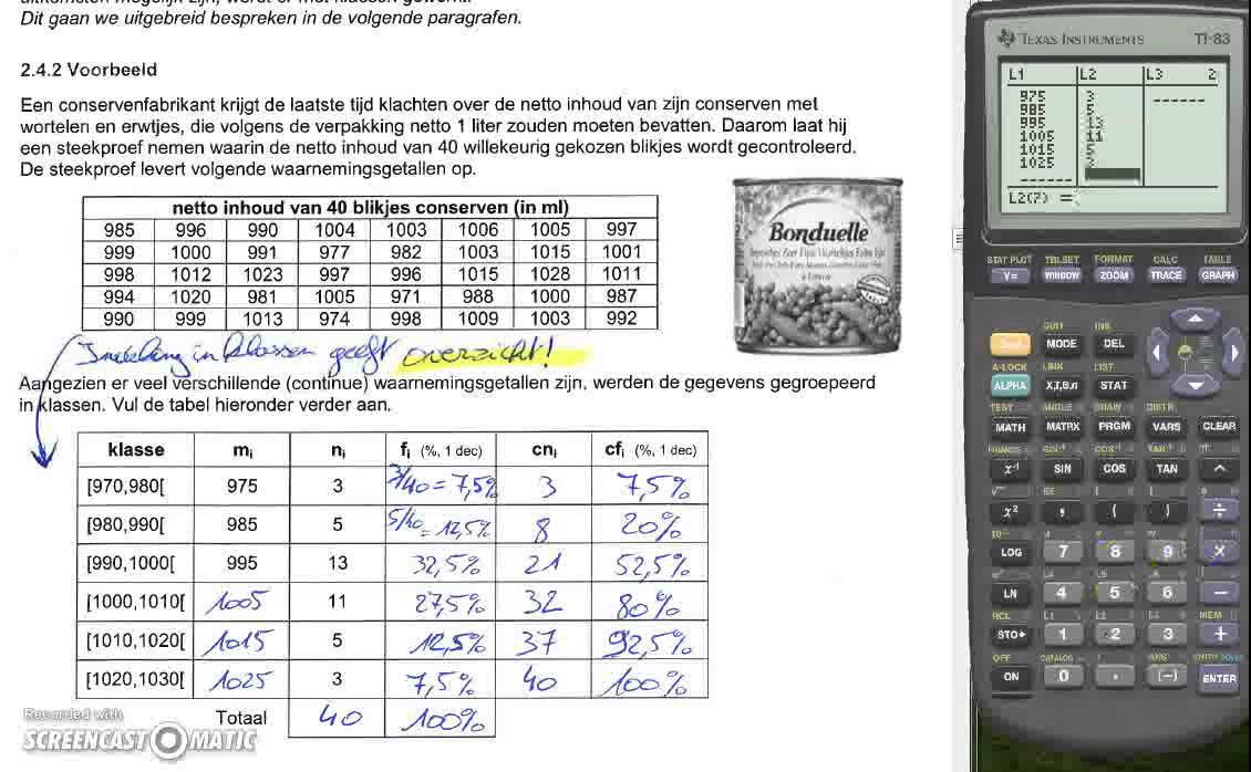 relatieve en cumulatieve frequenties vanuit absolute frequenties, met ...