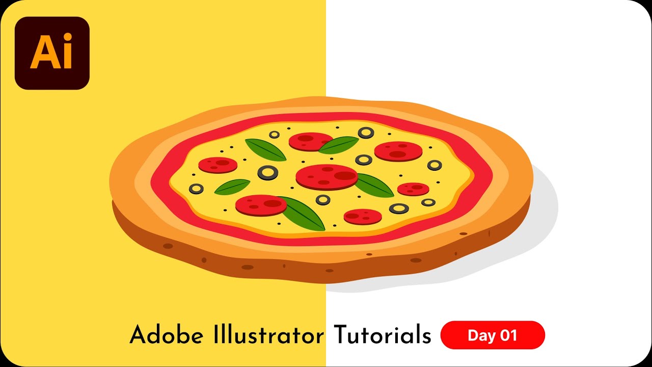 Create a 3D Isometric Vector Pizza in Adobe Illustrator / Adobe Illustrator Tutorials Day 01 ...