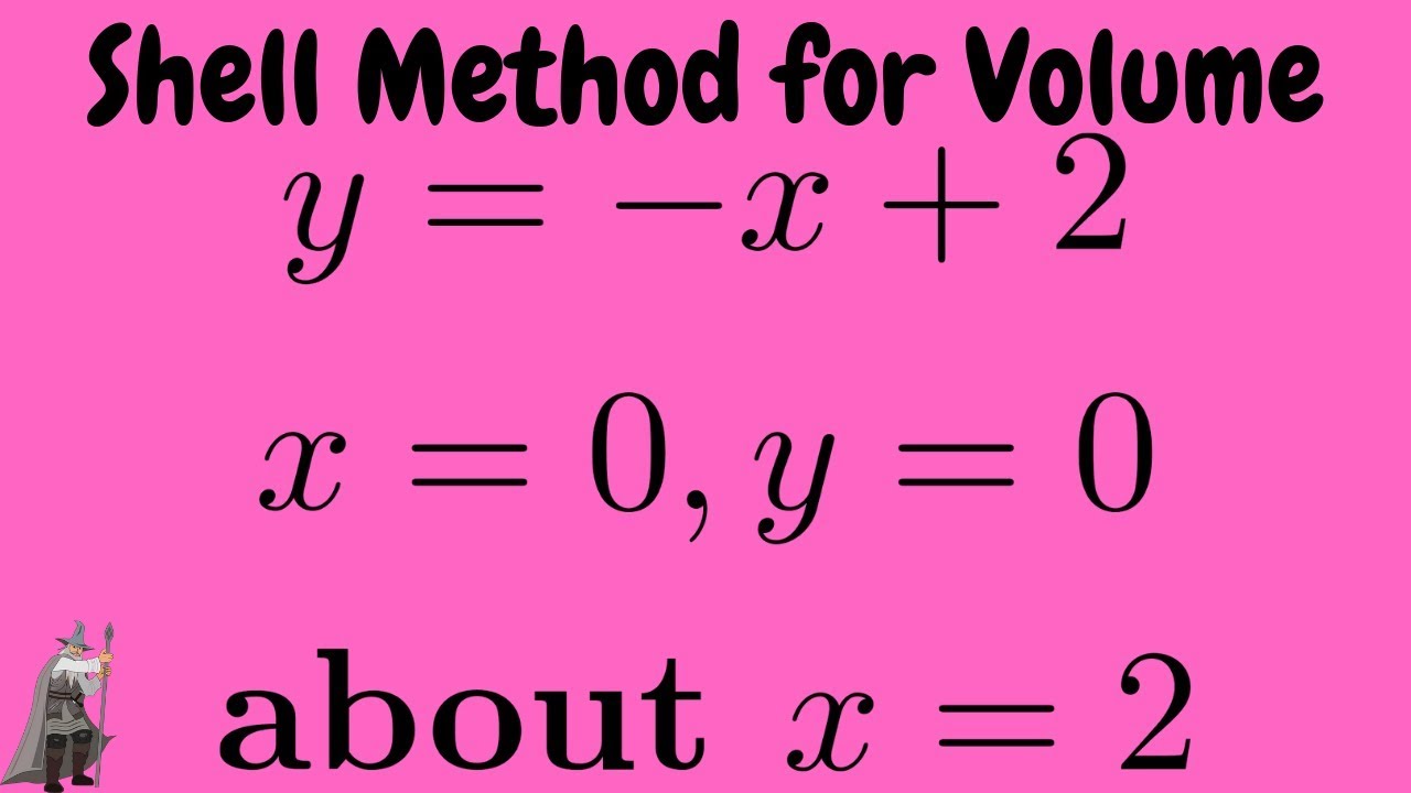 Shell Method Volume of Solid y = -x + 2, x = 0, y = 0, about x = 2 ...