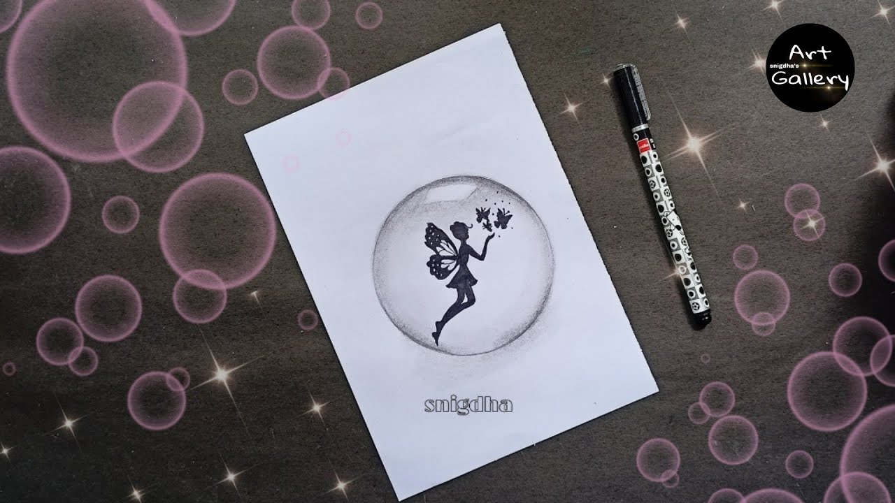 how to draw a fairy inside Cristal ball for beginners -step by step ...