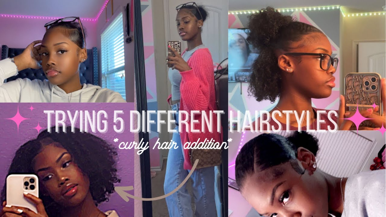 Trying 5 new hairstyles for a week *curly hair addition * - YouTube