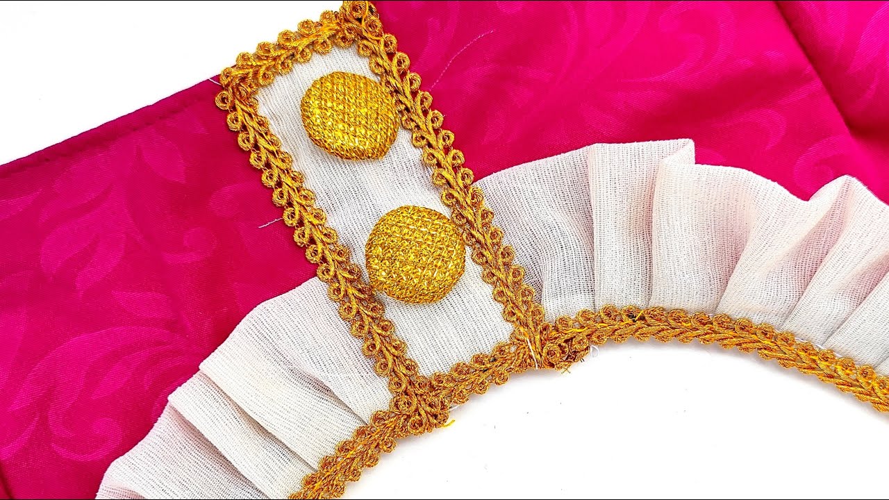 Pink Frill Blouse Neck Design Cutting and Stitching/ New Blouse Design ...