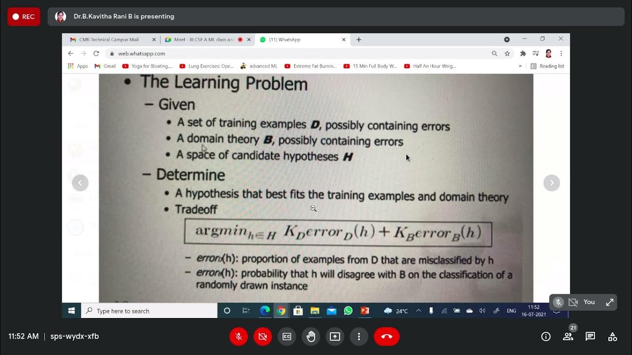 Machine Learning(ML) Subject Hybrid Learning Concept Jntuh Lecture - YouTube