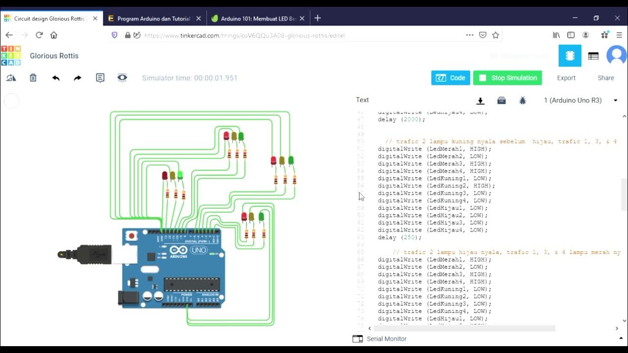 LAMPU MERAH DENGAN 4 JALUR MENGGUNAKAN ARDUINO - YouTube