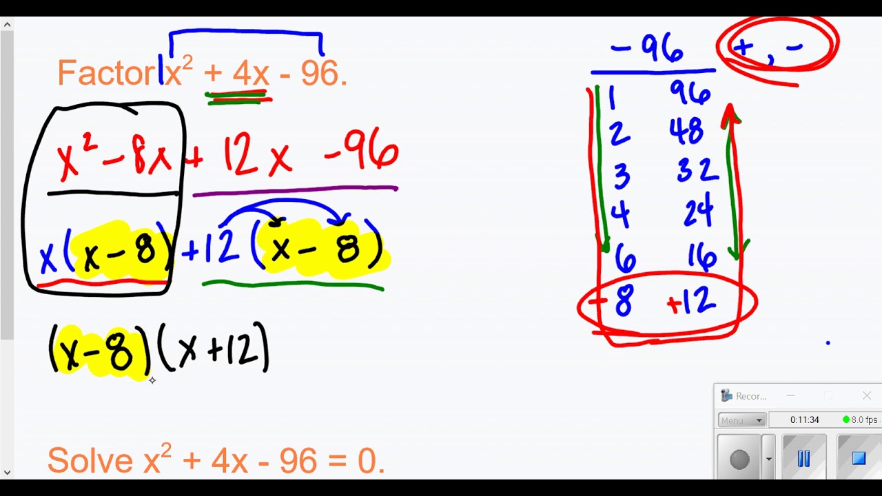 Factoring Quadratics Support Video - YouTube