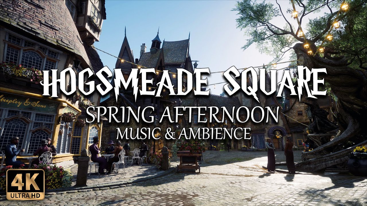 A Cozy Spring Afternoon in Hogsmeade Square | 4K Harry Potter Music ...