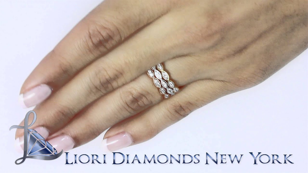 SRS-035 - 0.36 Ct. Tri Color Stackable Ring Set Micro Pave Wedding Band ...