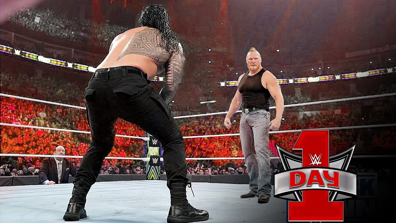 Roman Reigns Vs Brock Lesnar Match On Wwe Day 1 Highlights 🔥 ~ Wwe Raw ...