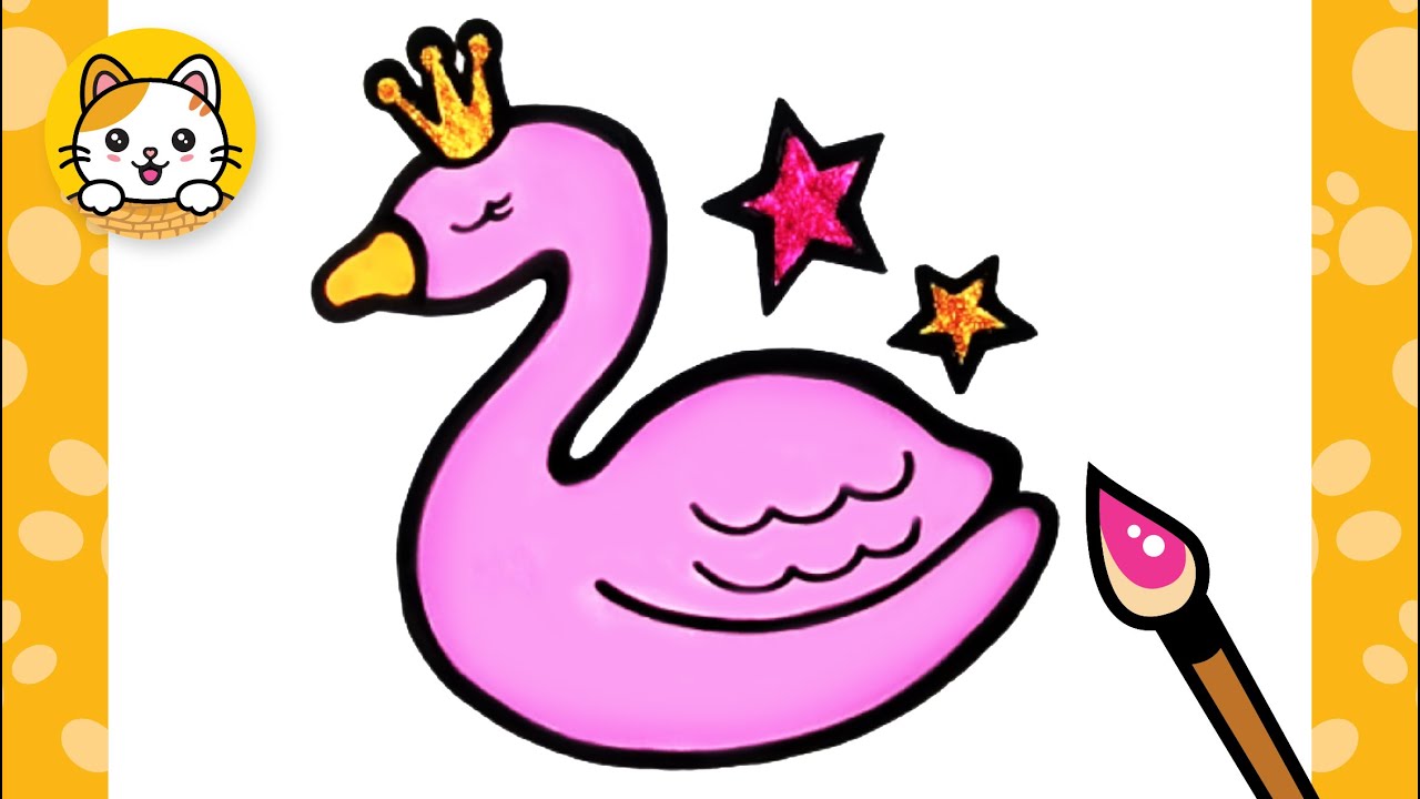 How to draw Swan Princess Super Simple & Easy For Kids - YouTube
