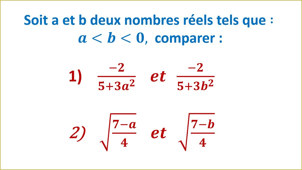 Ex2 Comparer deux nombres réels, Ordre dans l'ensemble R TRONC COMMUN ...