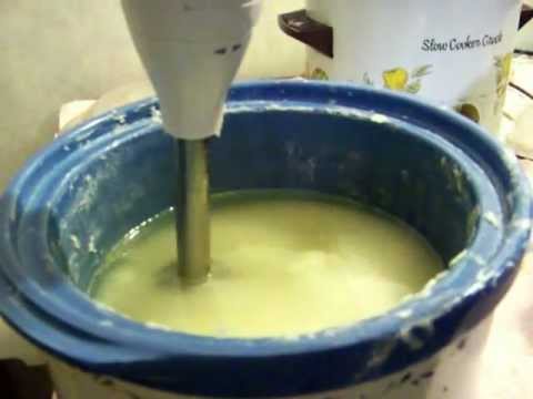 How to Make Homemade Lye Soap, How to Mix Lye into Oils, in Crock Pot ...