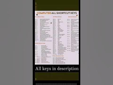 All computer shortcut keys | useful computer tips and tricks | # ...