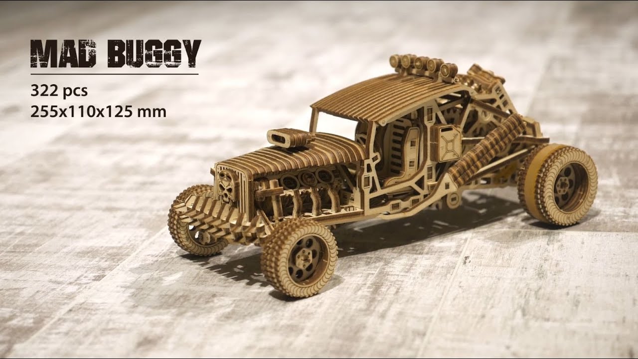 "Mad Buggy" - WoodTrick New 3D Wooden mechanical model kit - YouTube