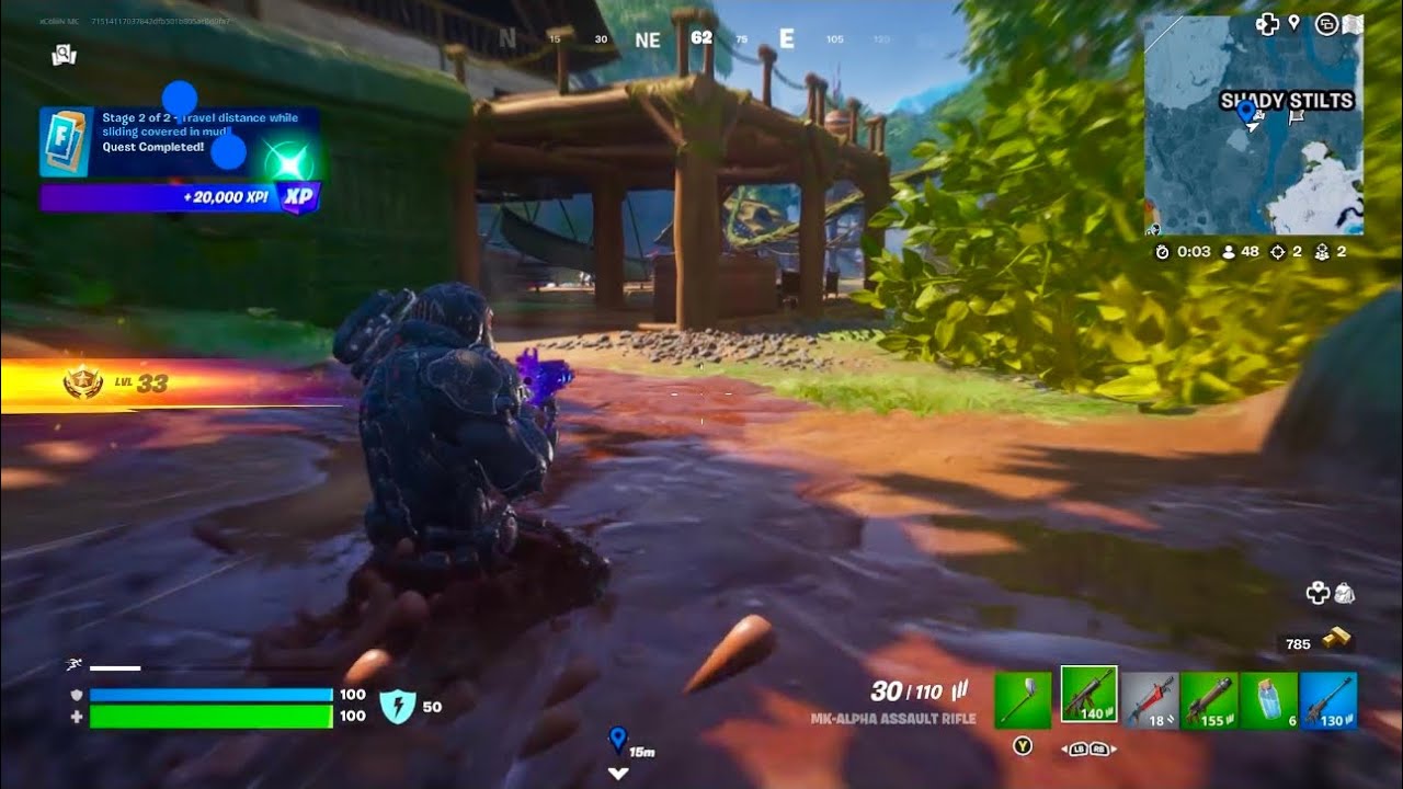 Travel distance while sliding covered in mud Fortnite - YouTube