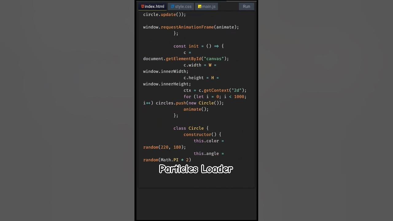 Canvas Particles Loader 😜 Html Canvas Html5 Canvas Tutorial Shorts Coding Javascript Youtube