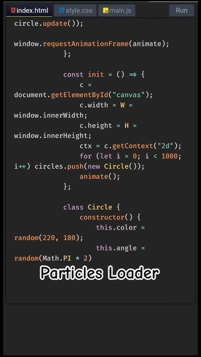 Canvas Particles Loader 😜 Html Canvas Html5 Canvas Tutorial Shorts Coding Javascript Youtube