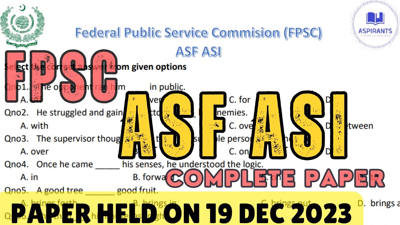 ASI ASF paper today | Today ASI Airport Security Force paper | Past ...
