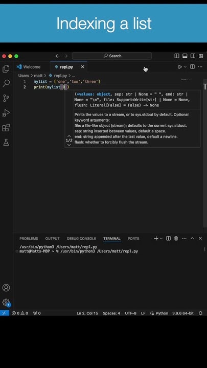 Indexing A List In Python Tutorial Coding Programming Python Simple Youtube