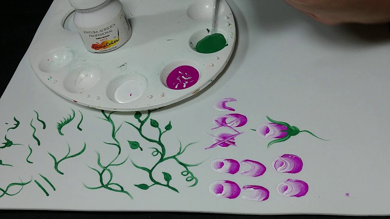 BOTONES de Rosas,TÉCNICA PINCELADA DOBLE-CARGA PARA PINTURA TEXTIL ...
