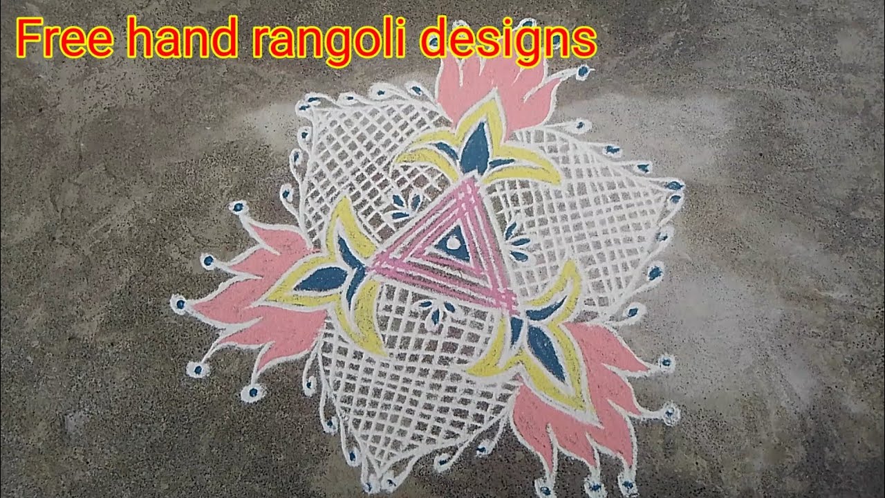How to create simple free hand rangoli designs🪷 free hand rangoli ...