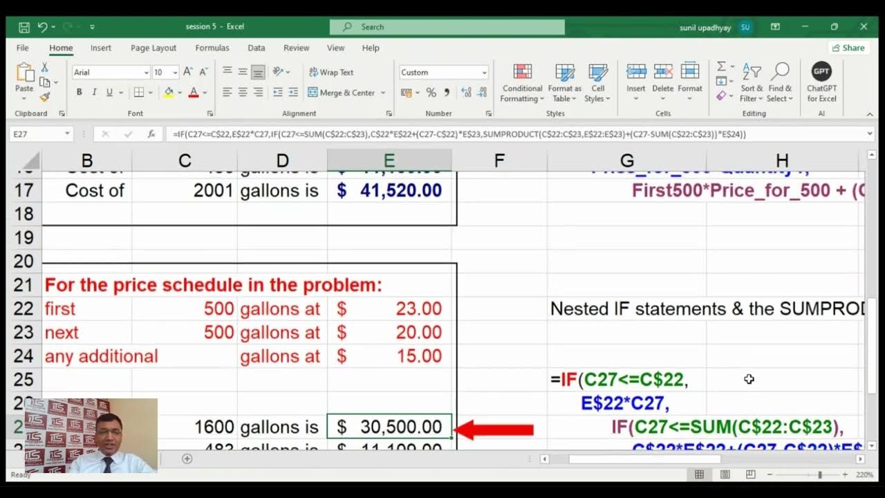 Advanced Excel- If function and Sum Product function - YouTube