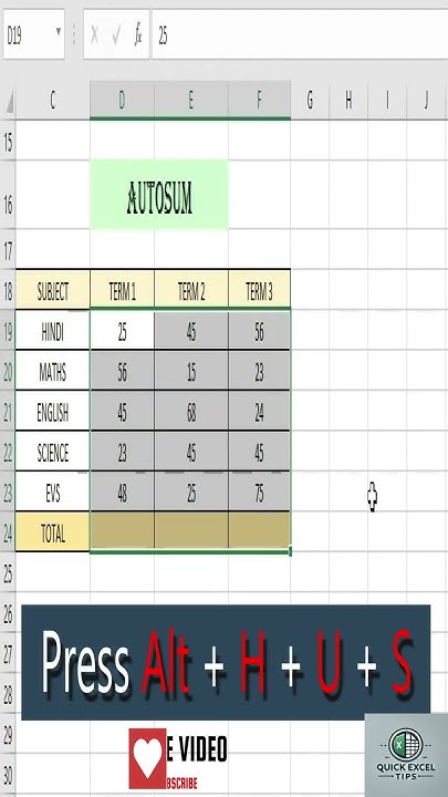 Autosum In Excel The Easiest Way To Add ๐ Excelexceltips Autosum Excelshortcuts