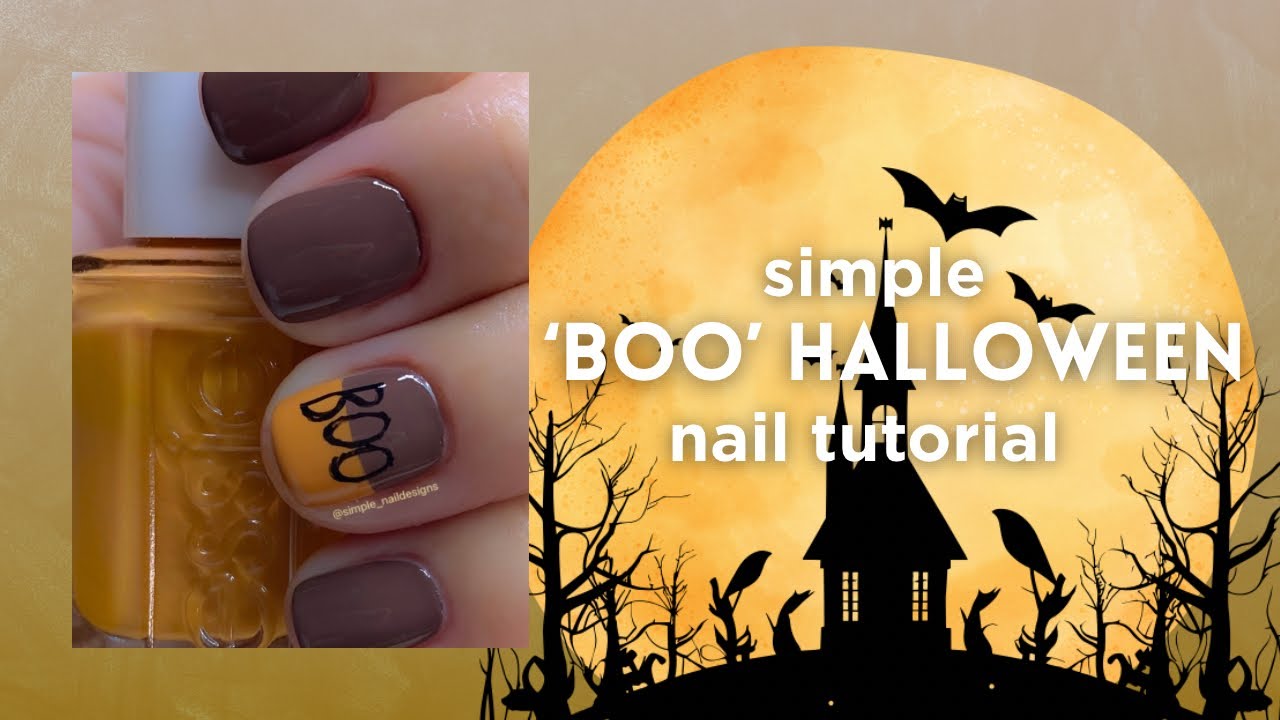 Simple Boo Halloween Nail Tutorial - YouTube