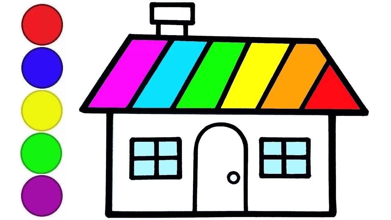 How to draw a house | Drawing, Painting, Coloring for Kids & Toddlers ...